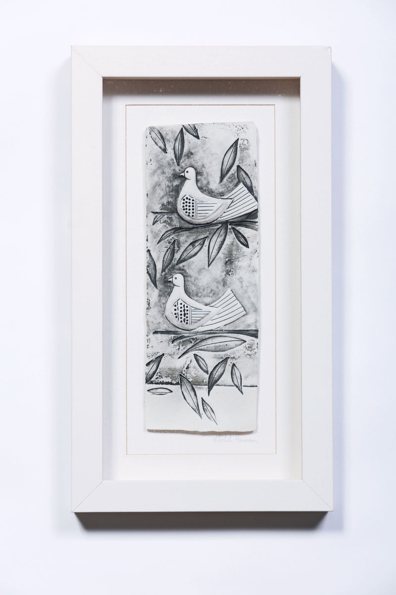 Love Birds, Framed Porcelain picture, Wall Art (Long), Made To Order ...