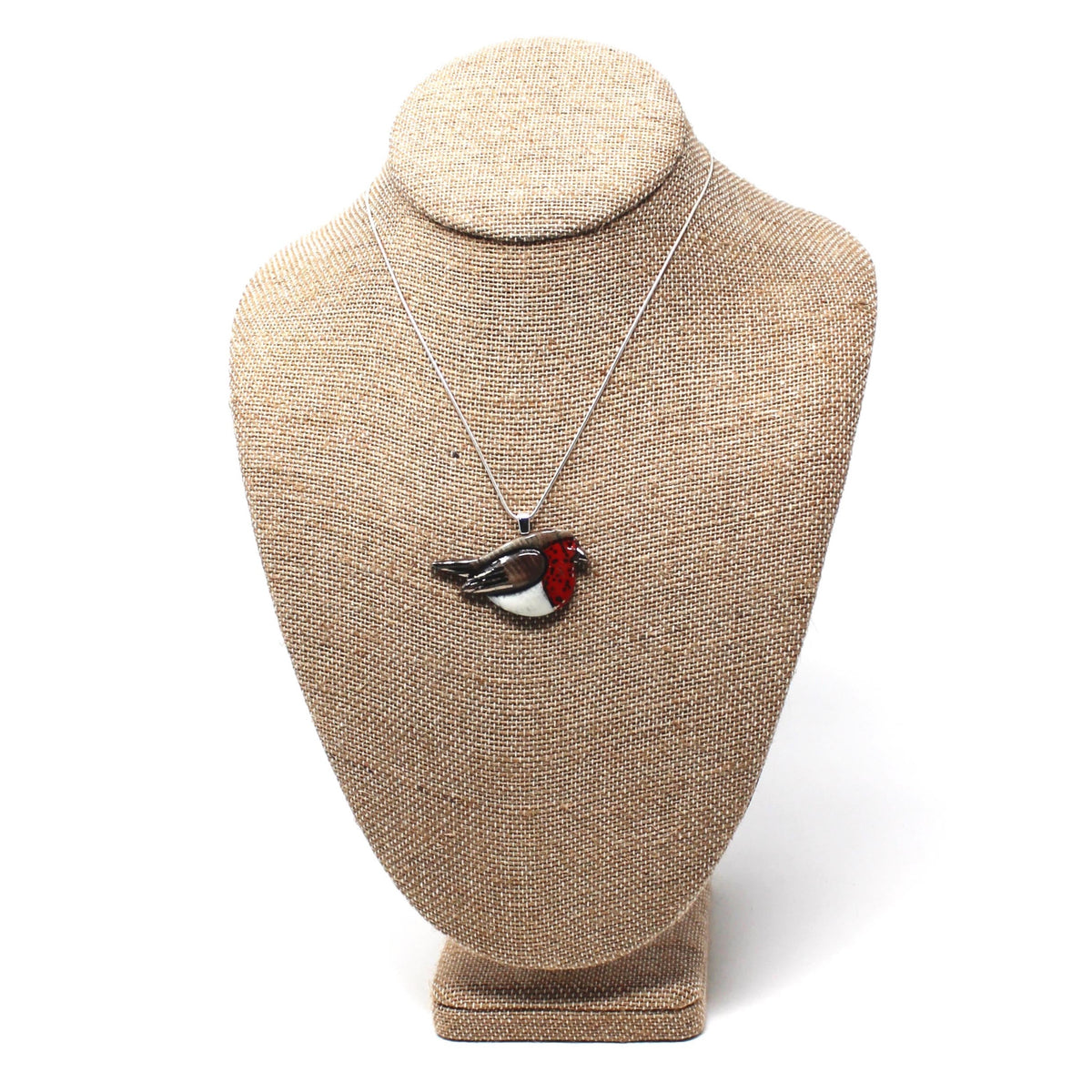 Porcelain Robin Pendant 45mm Necklace with Sterling Sliver Chain ...